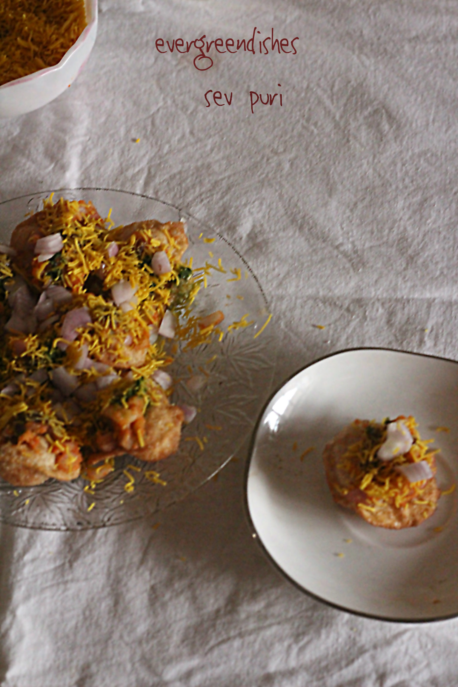 How to make sev puri - Evergreendishes